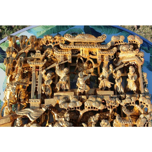 Antique Chinese Carved Gilt Wood Wall Panel | Chairish
