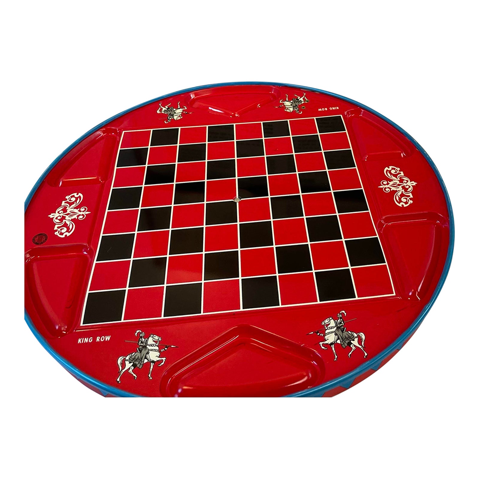 Vintage Chinese and Regular Checkers Game in Round Tin | Chairish