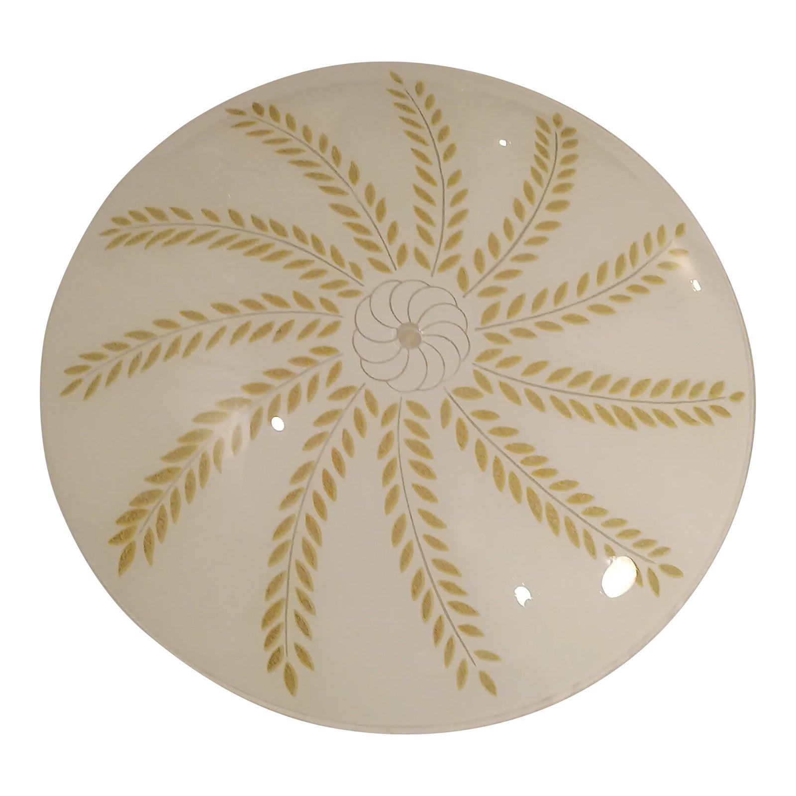 Large Vintage Round Ceiling Light Cover With Gold Glitter Wheat Pattern ...