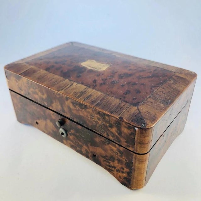 Late 1800s French Music Box Walnut Burl Wood | Chairish