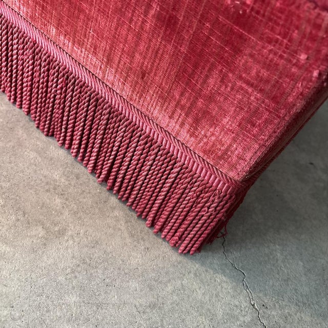 Vintage Pouf in Red Fabric | Chairish