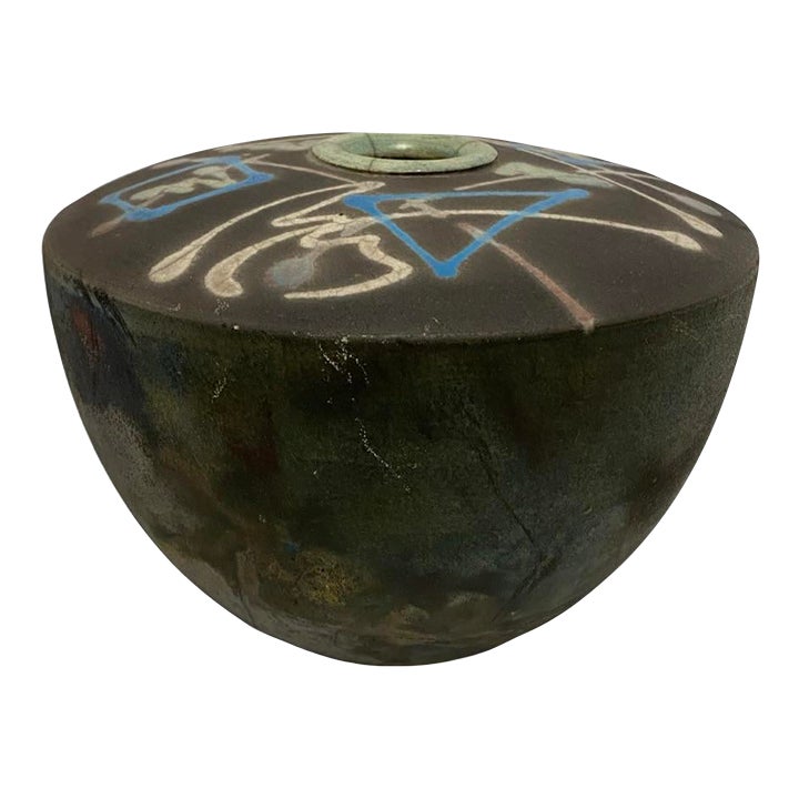 Vintage Raku Hand Thrown Art Pottery Vase, Signed | Chairish