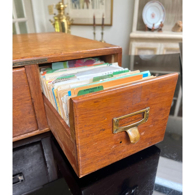 Antique Oak Two-Drawer Library Card File | Chairish