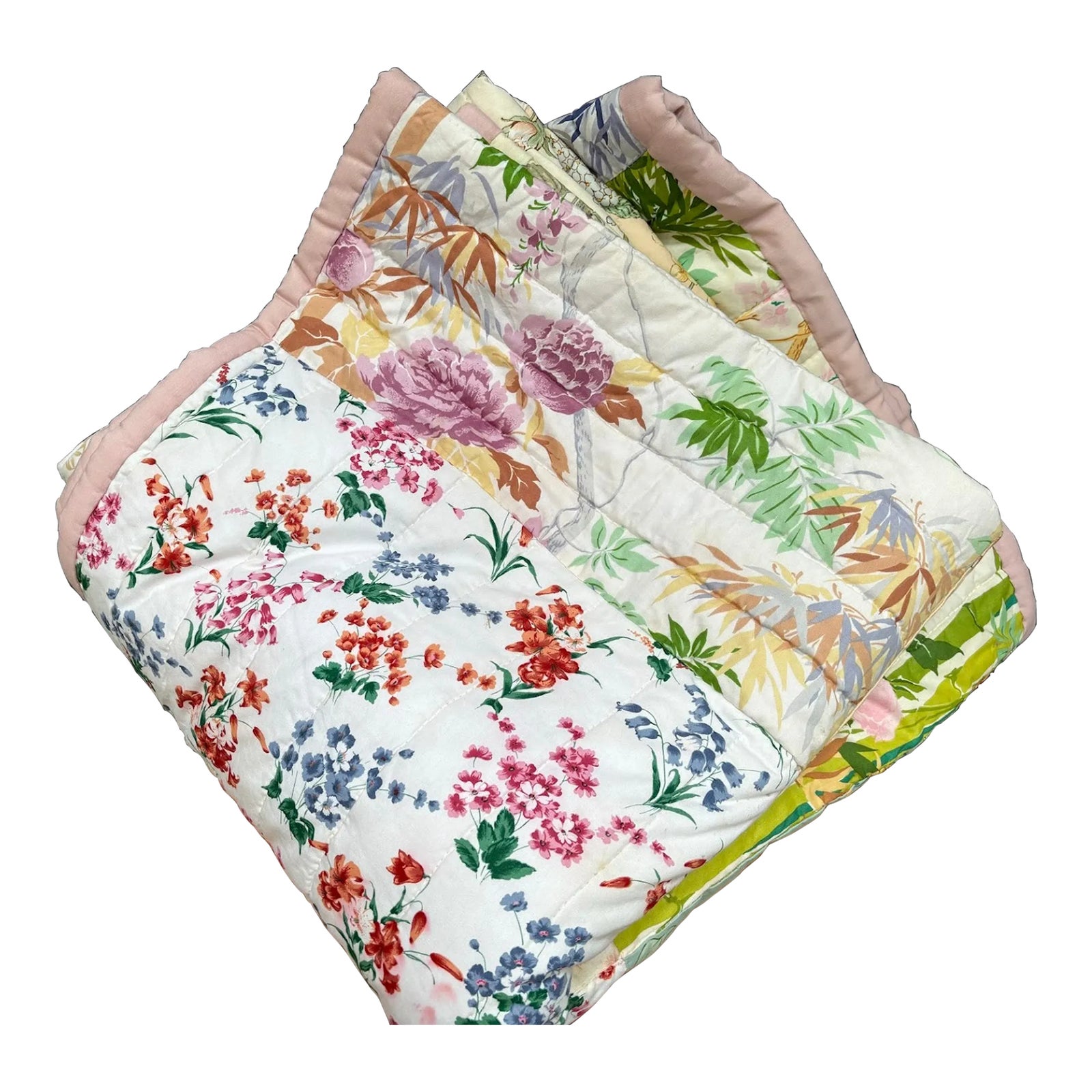 Pink Floral Vintage Quilt | Chairish