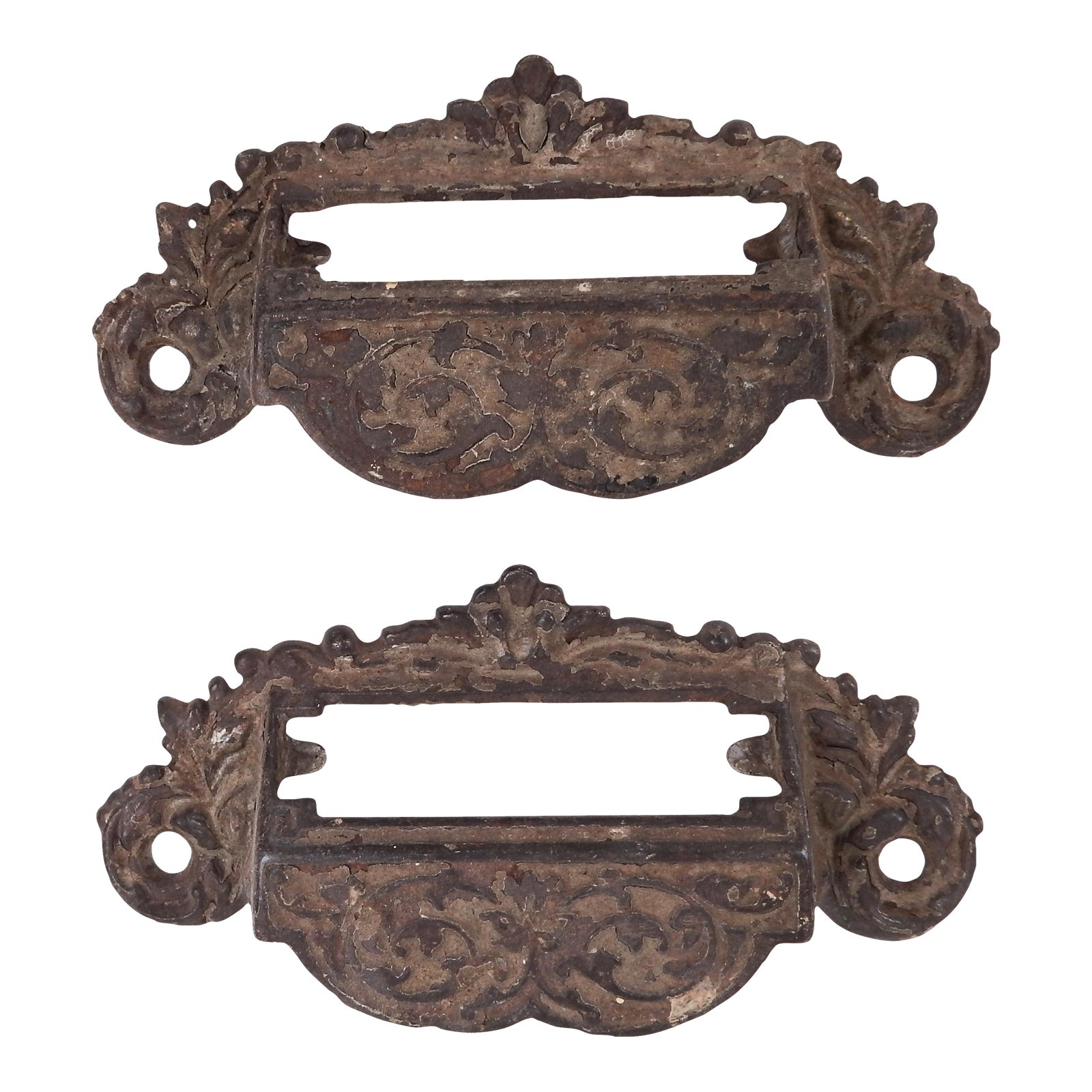 Ornate Antique Iron Apothecary Draw Pulls - a Pair | Chairish