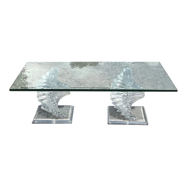 Vintage Contemporary Twisted Lucite Coffee Table | Chairish