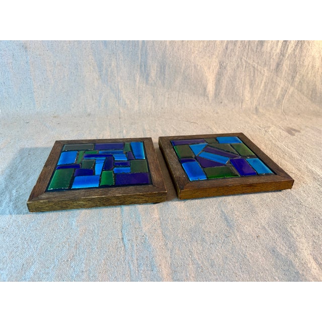 Mid-Century Modern Abstract Mosaic Trivets- a Pair | Chairish