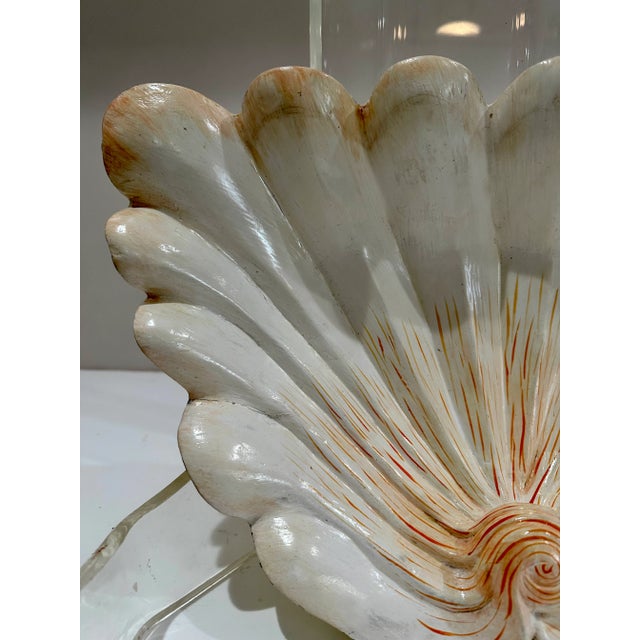 Large 1990s Wooden Hand Painted Decorative Clamshell | Chairish