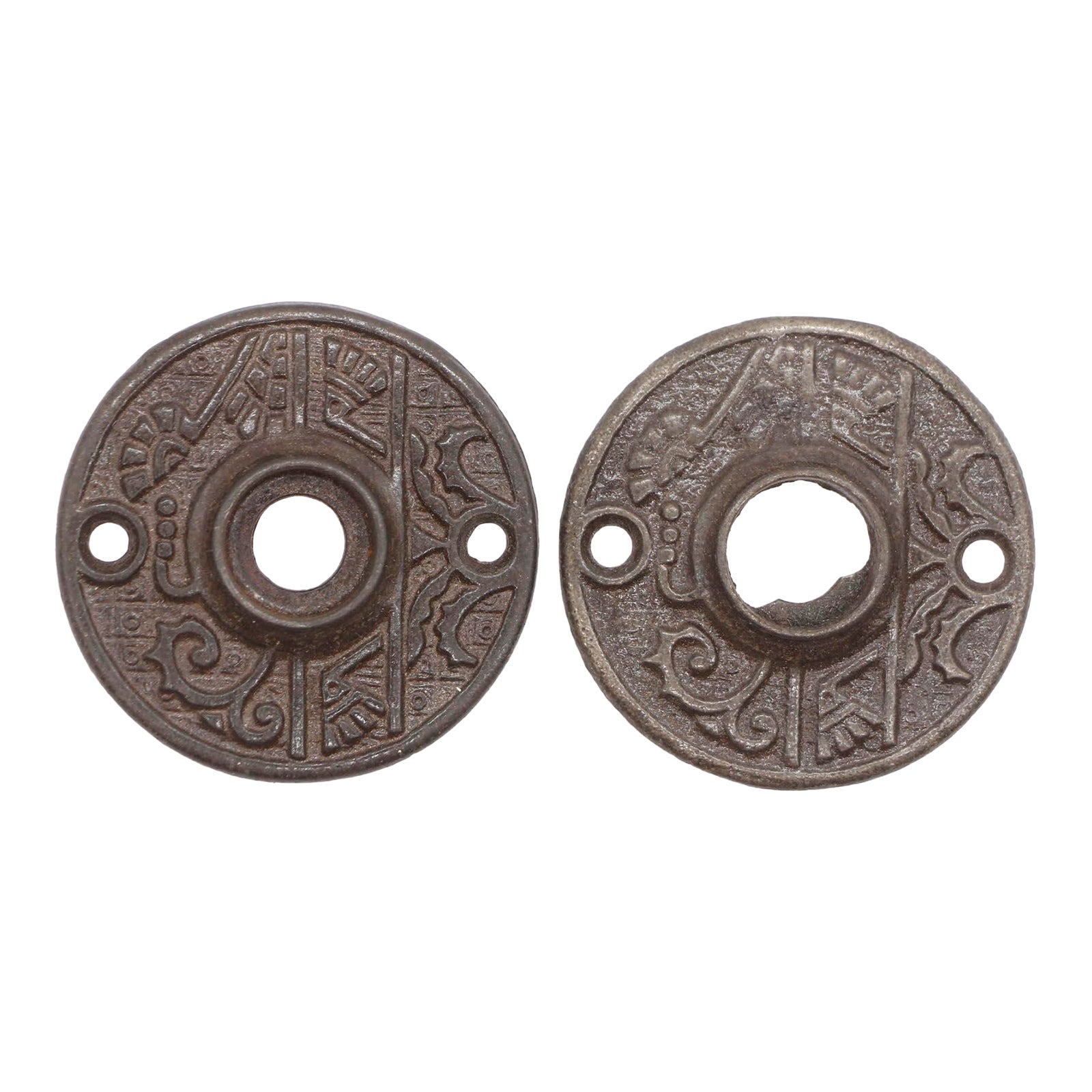 Aesthetic Pair of 2 In. Cast Iron Door Rosettes | Chairish