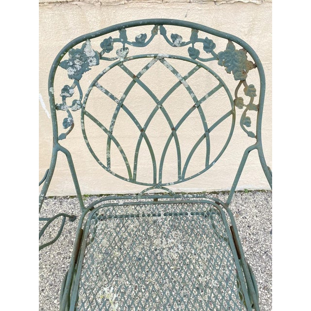 Mid 20th Century Wrought Iron Green Woodard Rose Style Garden Patio ...