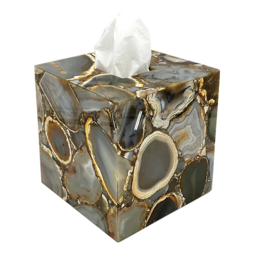 Natural Agate Tissue Box Cover by Etereo New York | Chairish