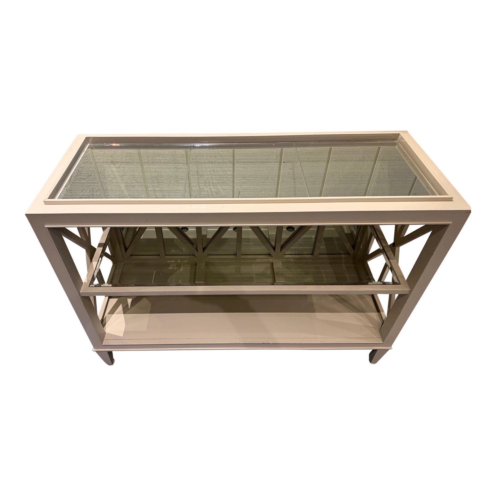Attributed Barbara Barry for Henredon Taupe Mirrored Console Table ...