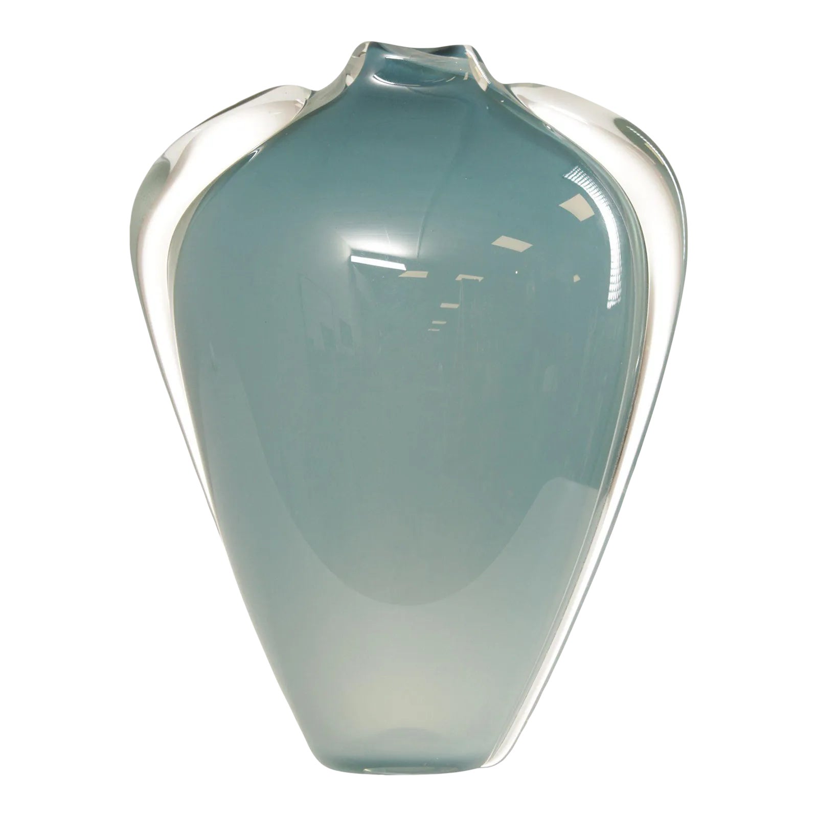 1990s Thomas Buechner Blue Vitrix Blown Art Glass Vase, Signed | Chairish