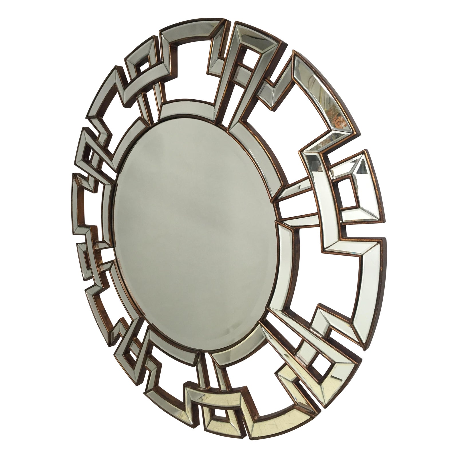 Round Greek Key Motif Mirror | Chairish