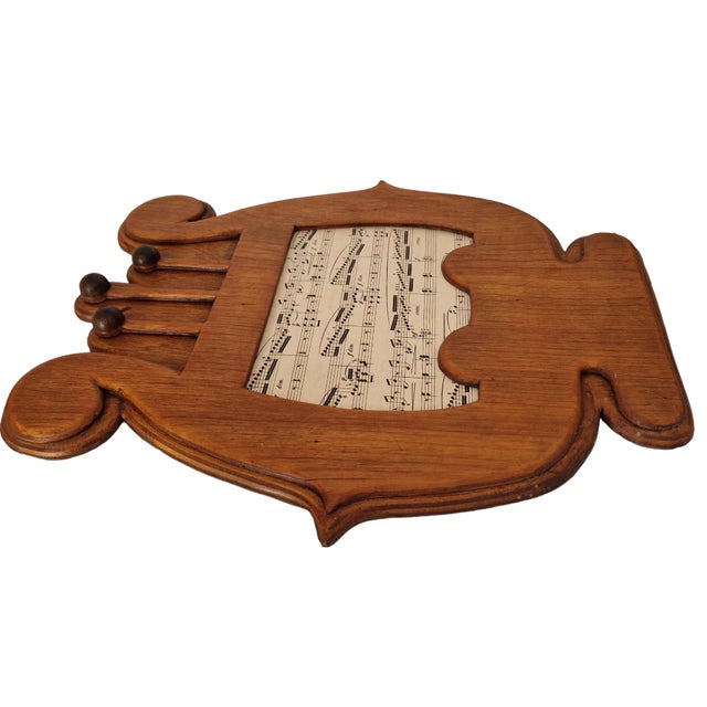 1930s French Art Deco Wooden Lyre Harp Photo Frame | Chairish