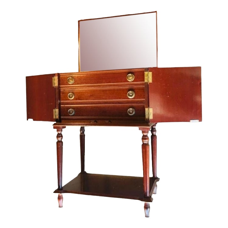 Commode with Folding Upper Lid and Drawers for Silver Cutlery | Chairish