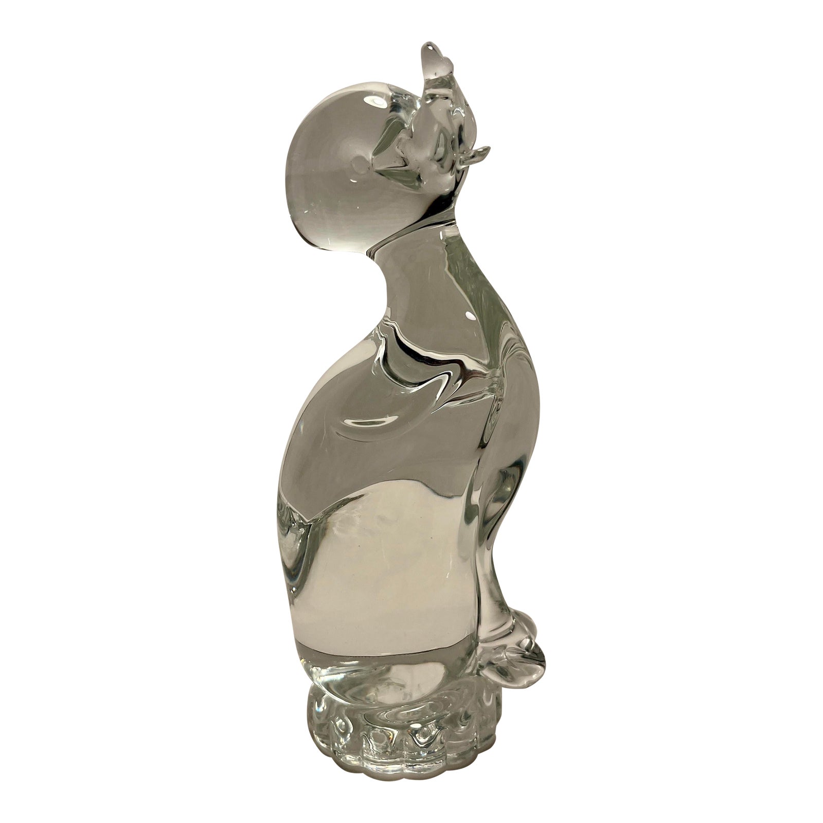 Vintage Murano Italy Hand Blown Clear Art Glass Dog Figurine | Chairish