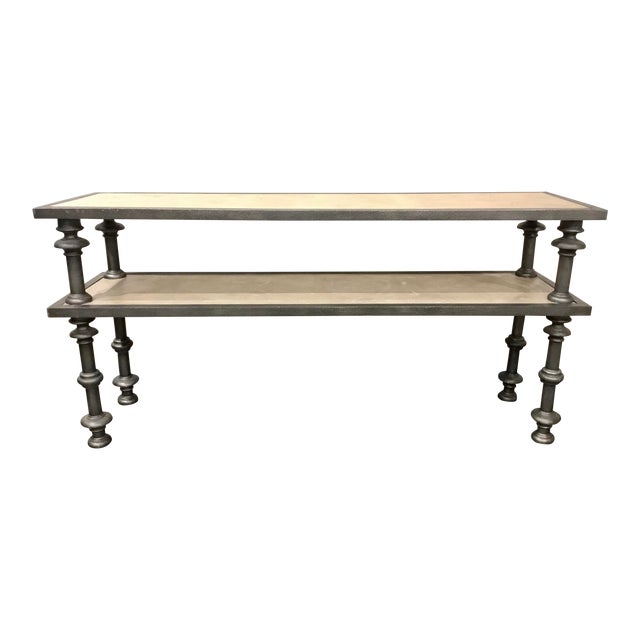 Sherrill Co. Industrial Modern Metal and Wood Two-Tier Console Table ...