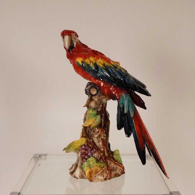 1940s Art Deco Italian Majolica Ceramic Macaw Parrot Porcelain Animal ...