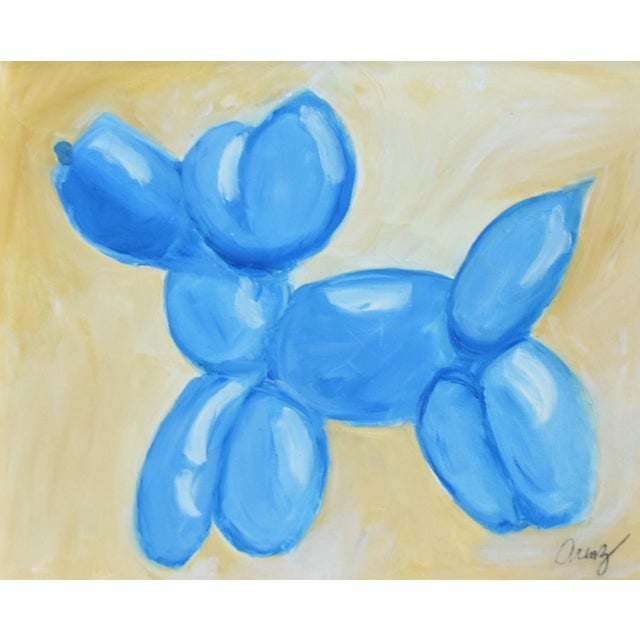 Contemporary Oil Painting After Jeff Koons Blue Balloon Dog Displayed ...