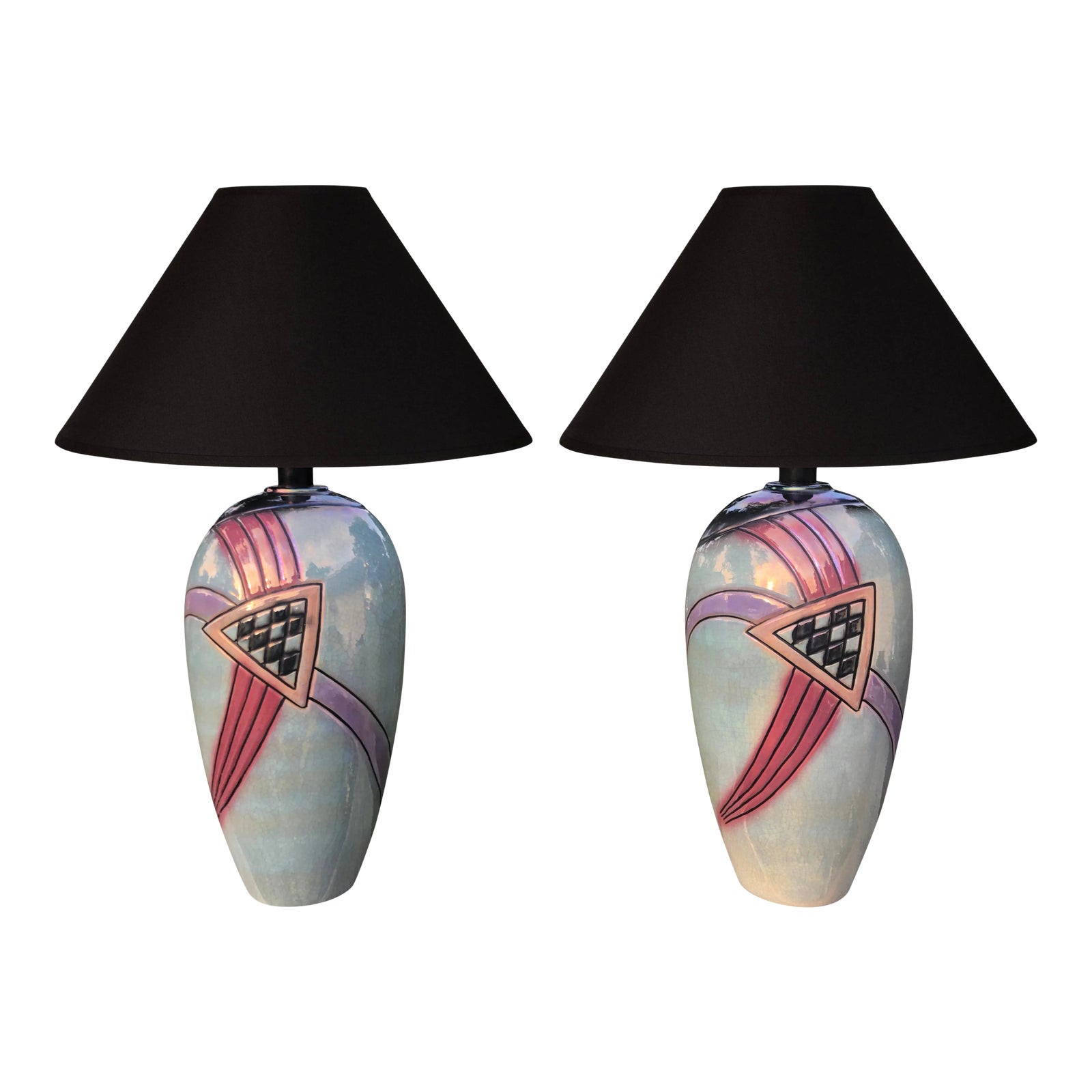 Vintage 1980s Art Deco Lamps from Harris Lamps - a Pair | Chairish