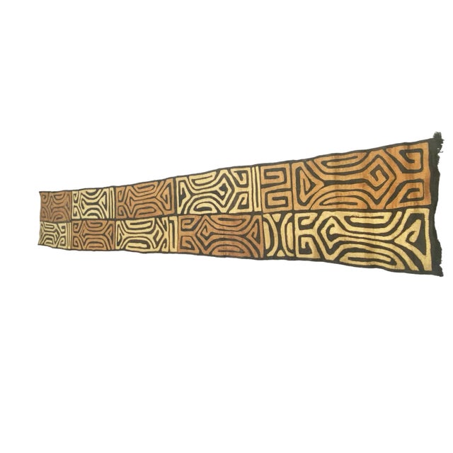 African Wall Hanging Kuba Cloth Raffia /Textile Zaire 133" | Chairish