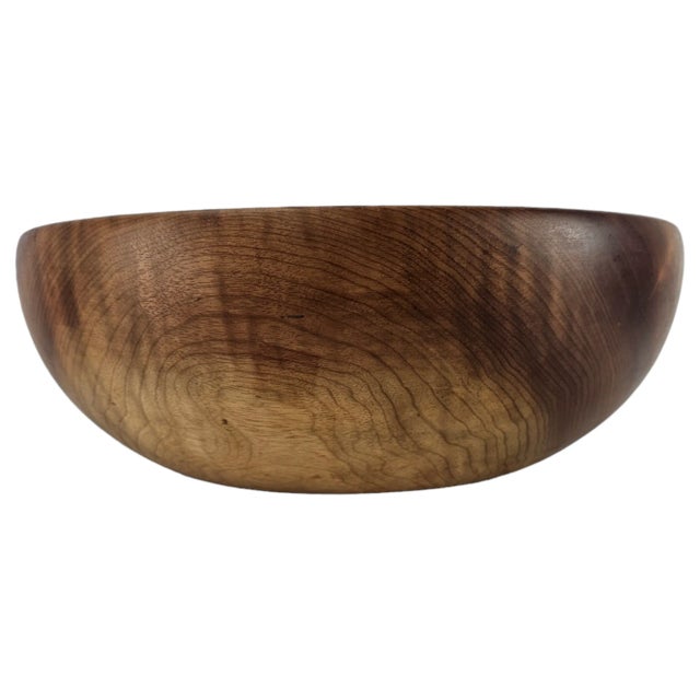Hand Turned Walnut Centerpiece Wood Salad Bowl W/ Utensils 11.25 ...