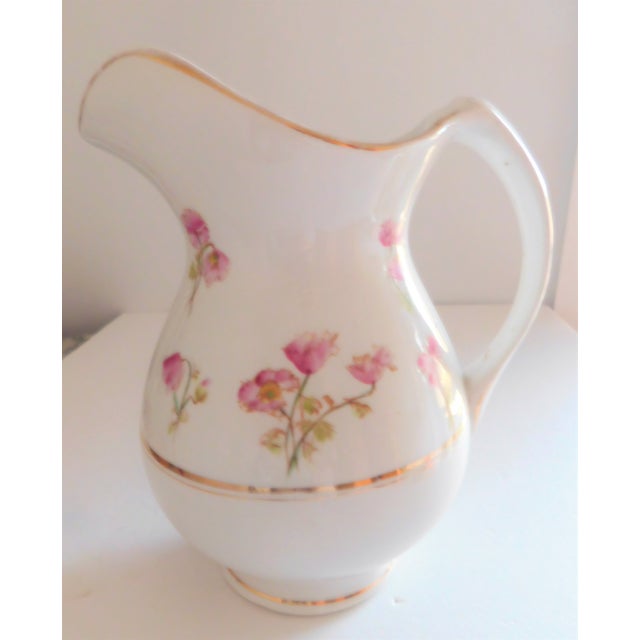Antique White Porcelain Summery Floral Water/Drink/Flower Pitcher ...
