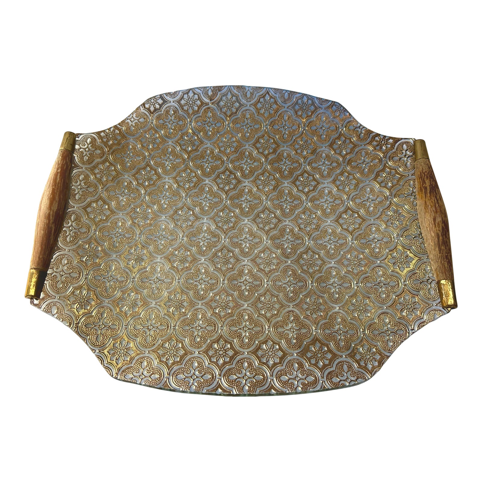 Vintage Georges Briard Gold Embossed Glass Cocktail Tray | Chairish