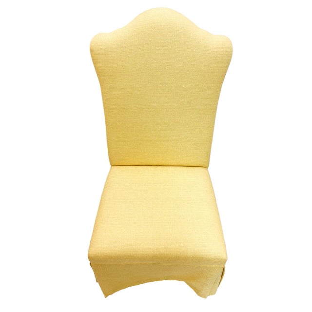 Vintage Set of 2 Yellow Custom Upholstered Parsons Chairs | Chairish