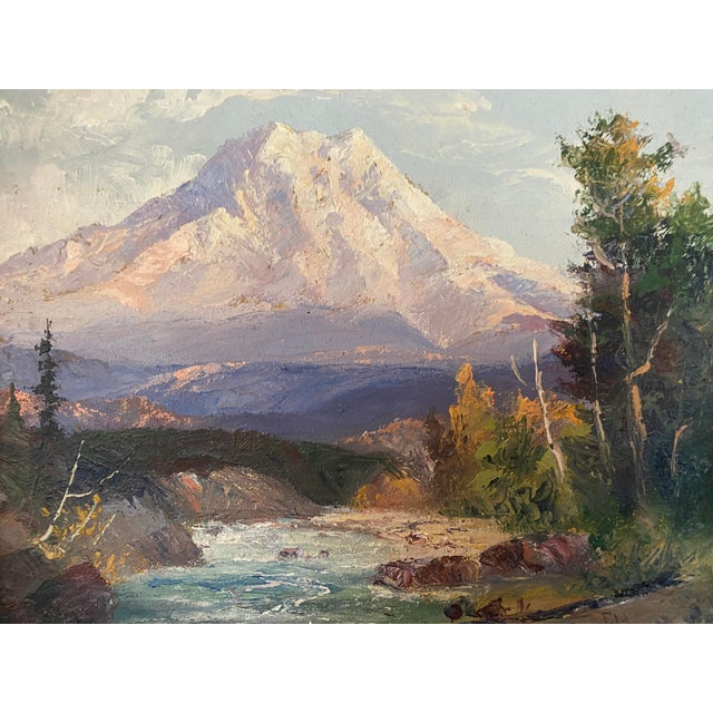 1930s Mount Ranier Oil Painting, Framed | Chairish