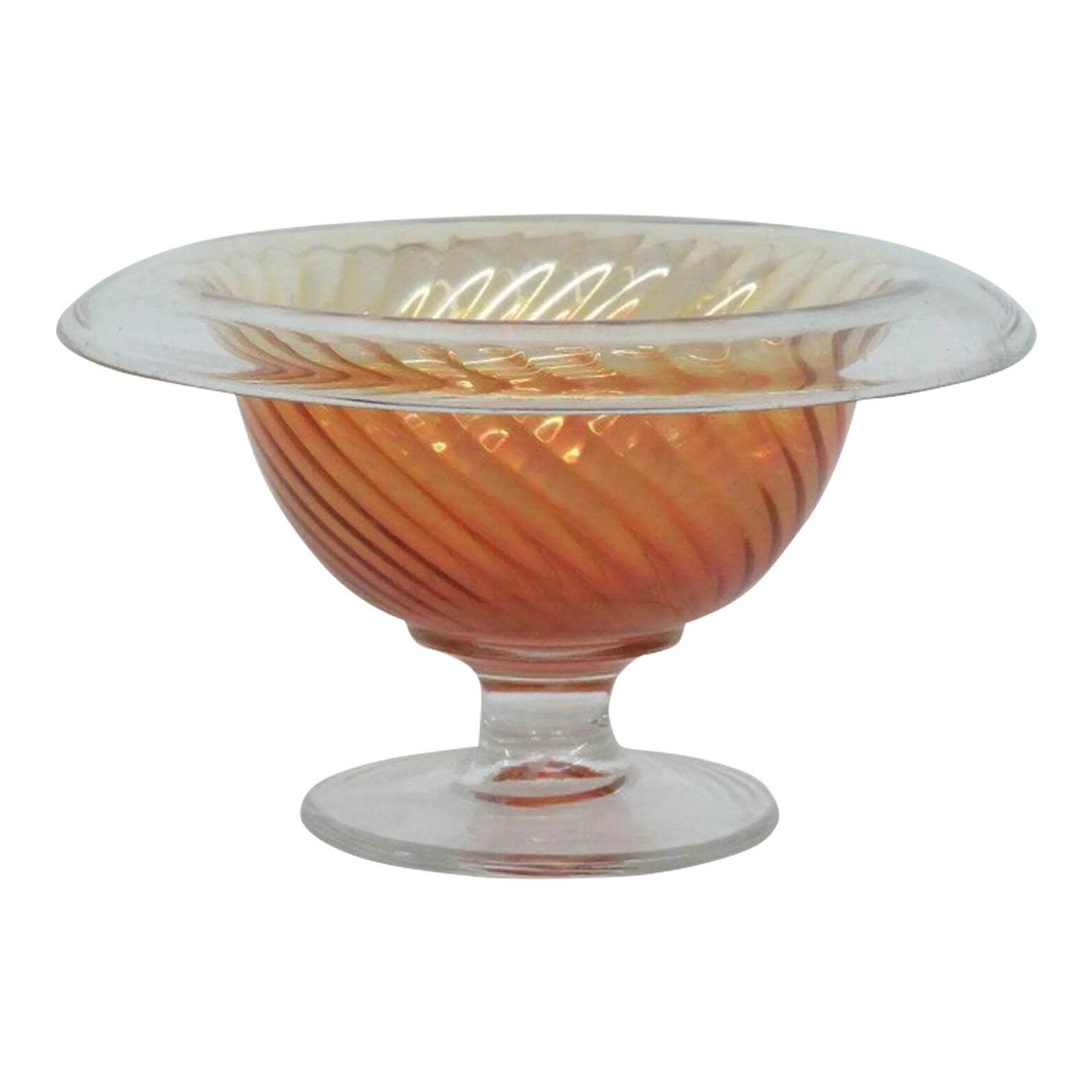 Imperial Rolled Rim Swirl Style Marigold Carnival Glass Compote Mayo ...