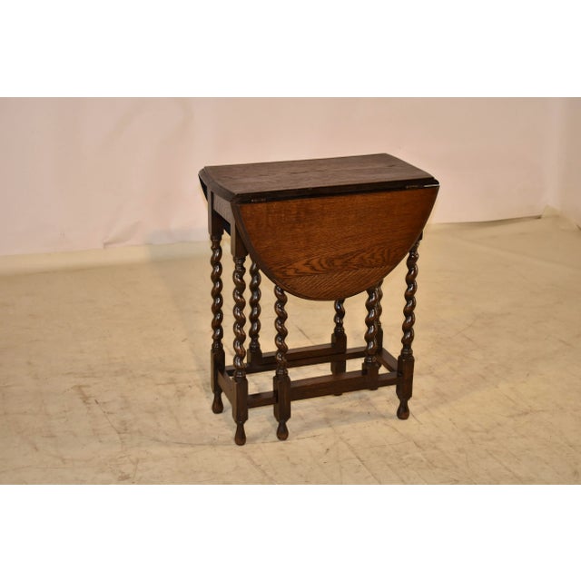 English Oak Gate Leg Side Table, C. 1900 | Chairish