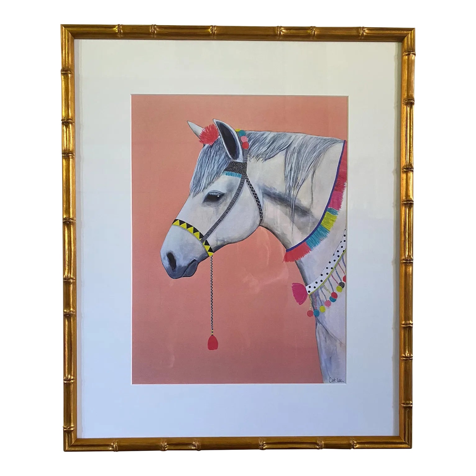 Cat Lee Signed Fine Art Horse Print, Framed | Chairish