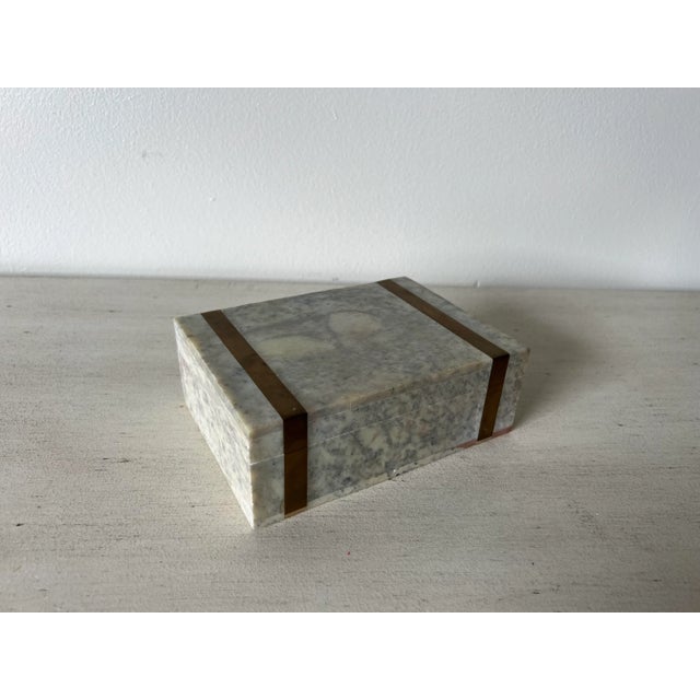 Vintage Marble Storage Box With Accent Brass | Chairish