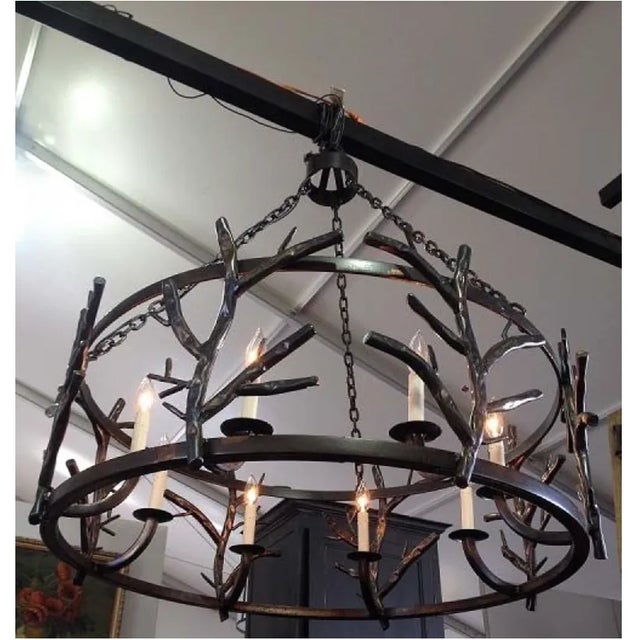 Iron Branch Rustic Modern Chandelier by Giana Allen | Chairish