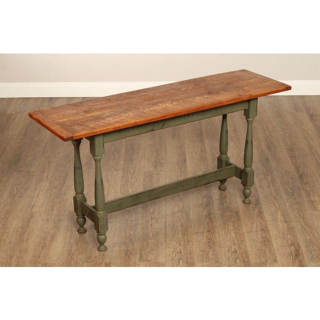 Country Farmhouse Style Hand Crafted Green Painted Console or Sofa ...
