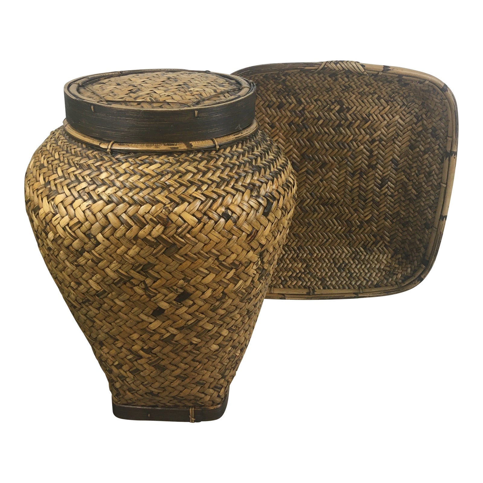 Vintage Rattan Accessories, a Pair | Chairish