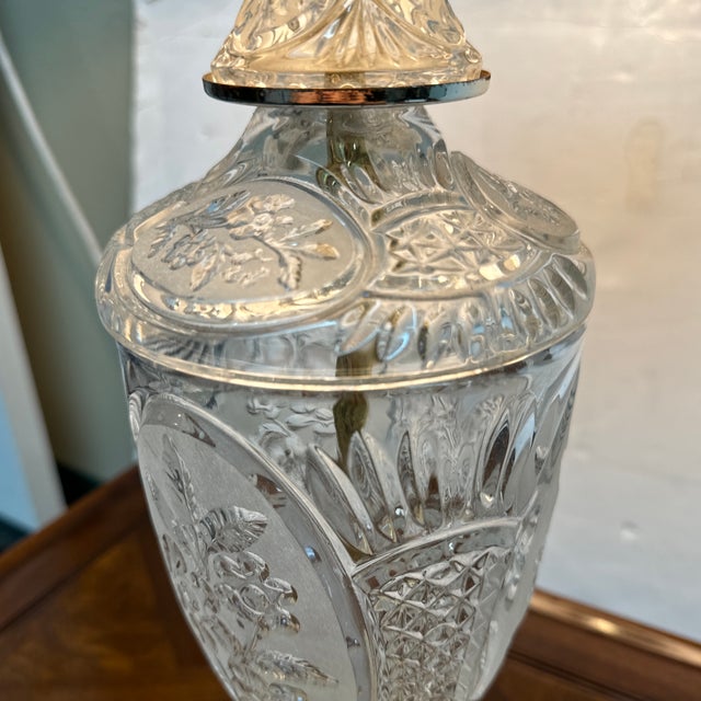 Dale Lighting Cut + Etched Cut Glass Table Lamp | Chairish