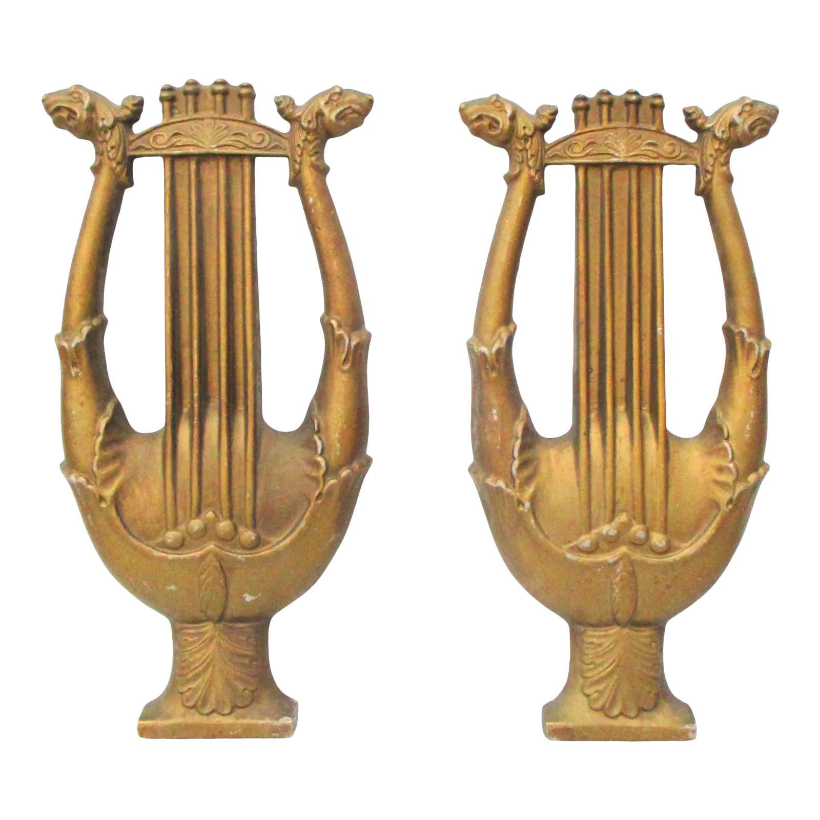 1950s Cast Aluminum Music Lyres Vintage -A Pair of 2 | Chairish