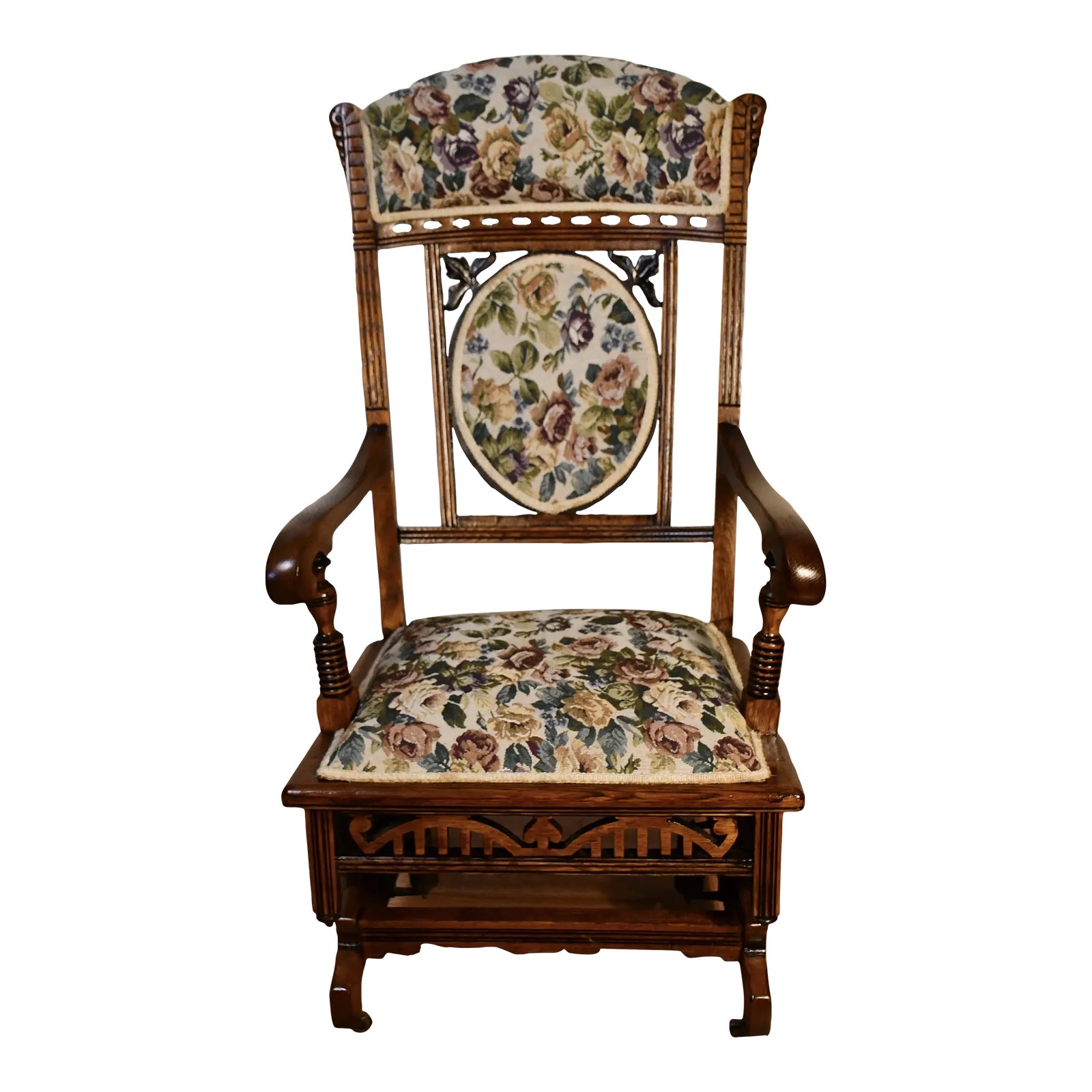 1890s Antique Victorian Eastlake Carved Oak Rocking Chair | Chairish