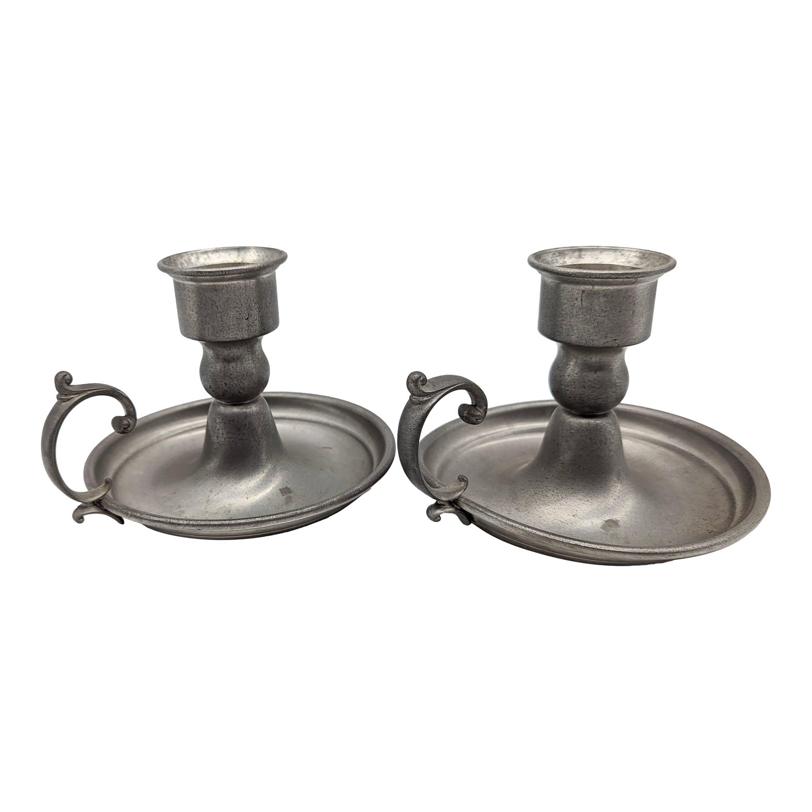 Early American Pewter by Web Colonial Finger Loop Chamber Candlestick ...