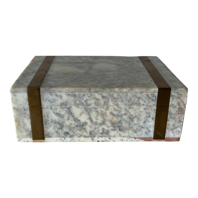Vintage Marble Storage Box With Accent Brass | Chairish