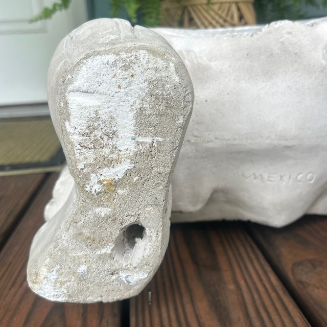 Vintage Mexican Cast Concrete Folk Art Elephant Table With Glass Top ...
