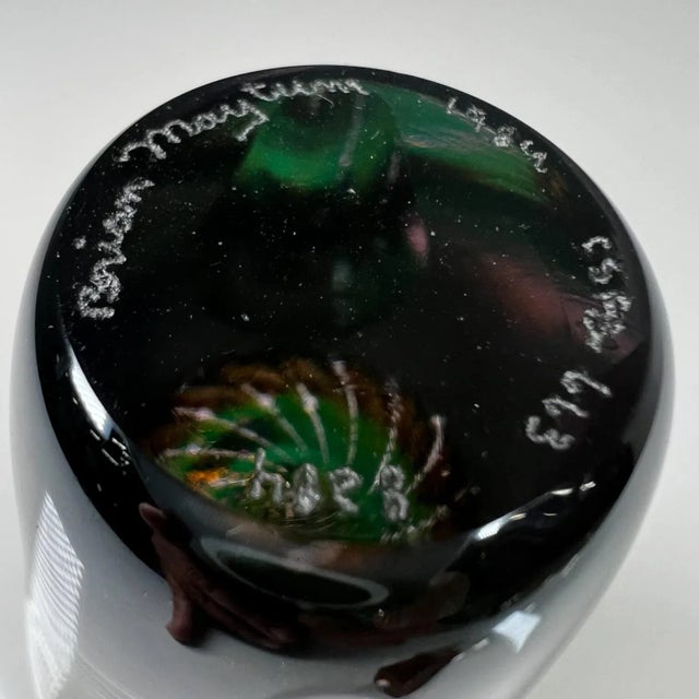 1989 Modern Studio Handblown Art Glass Green Vase Brian Maytum | Chairish