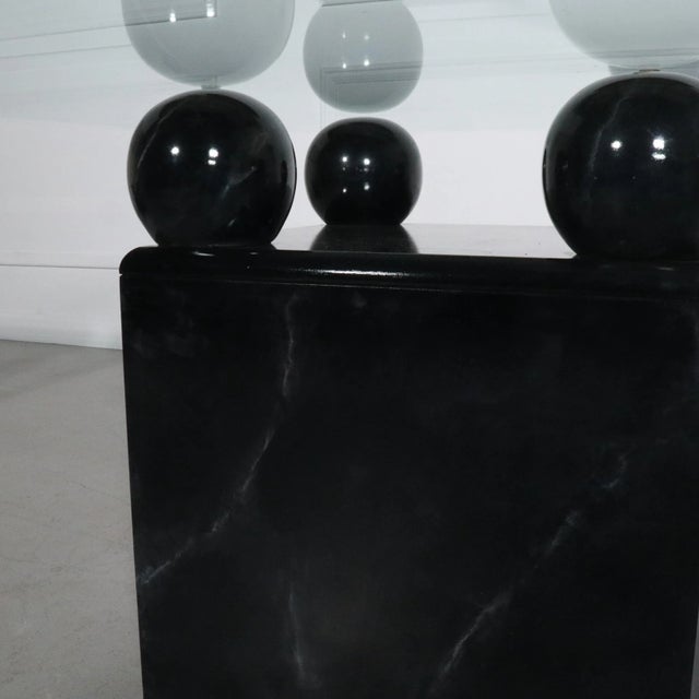 Modern Faux Black Marble Sphere Side Table | Chairish
