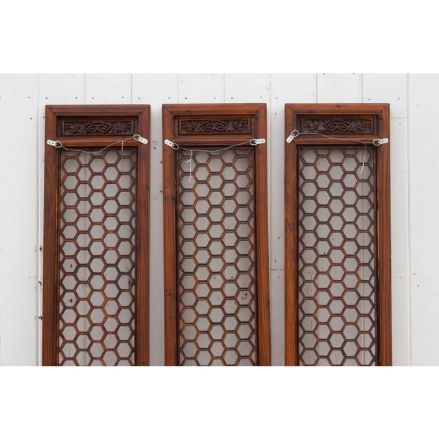 Set of 3 Mid-Century Honeycomb Chinese Panels | Chairish