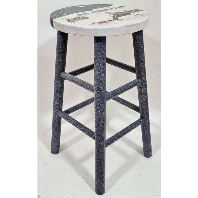 Vintage Artist Painted & Polychromed Modern Whimsical Christmas Bar ...