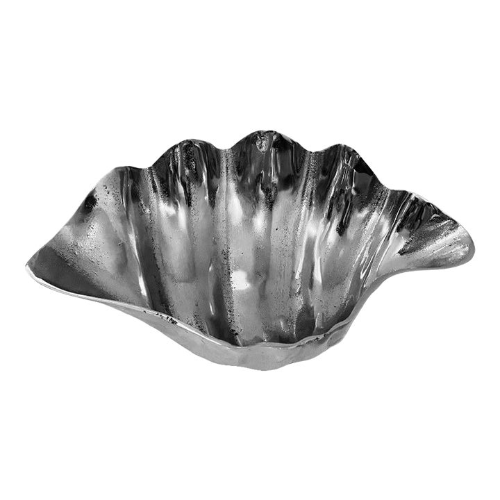 Large Late 20th Century Aluminum Clam Shell Bowl | Chairish