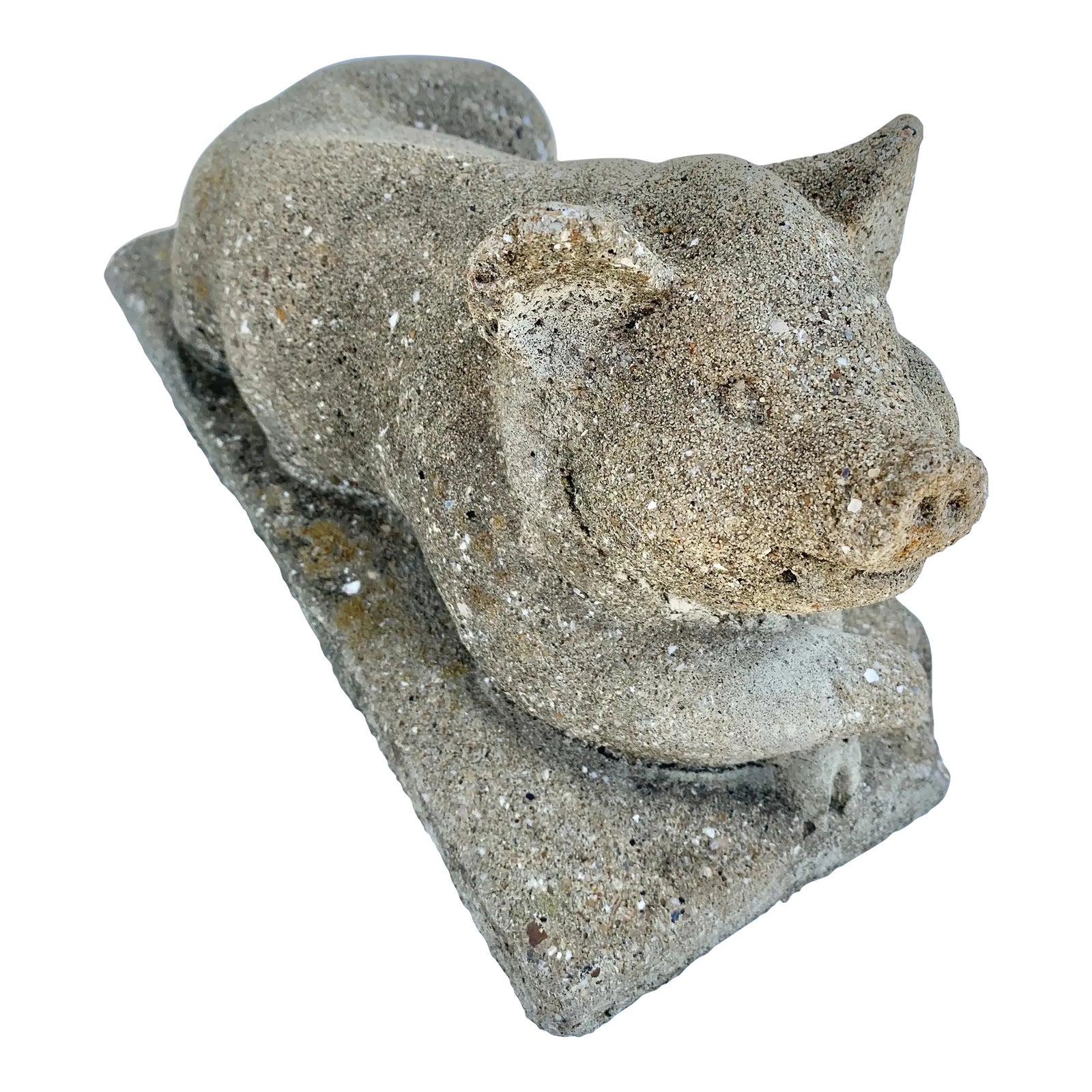 20th Century Vintage Concrete Garden Pig Statue | Chairish